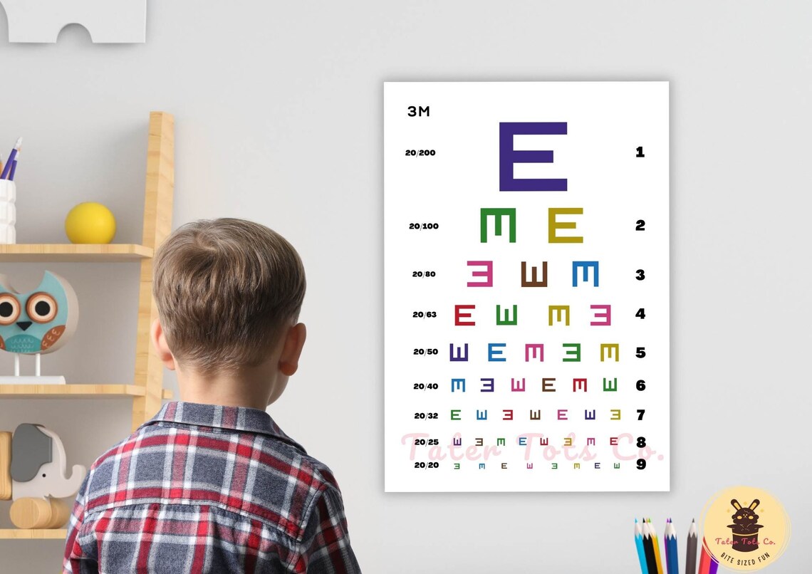 Simple Rainbow Tumbling Letter E Eye Test Chart Ophthalmology Snellen ...