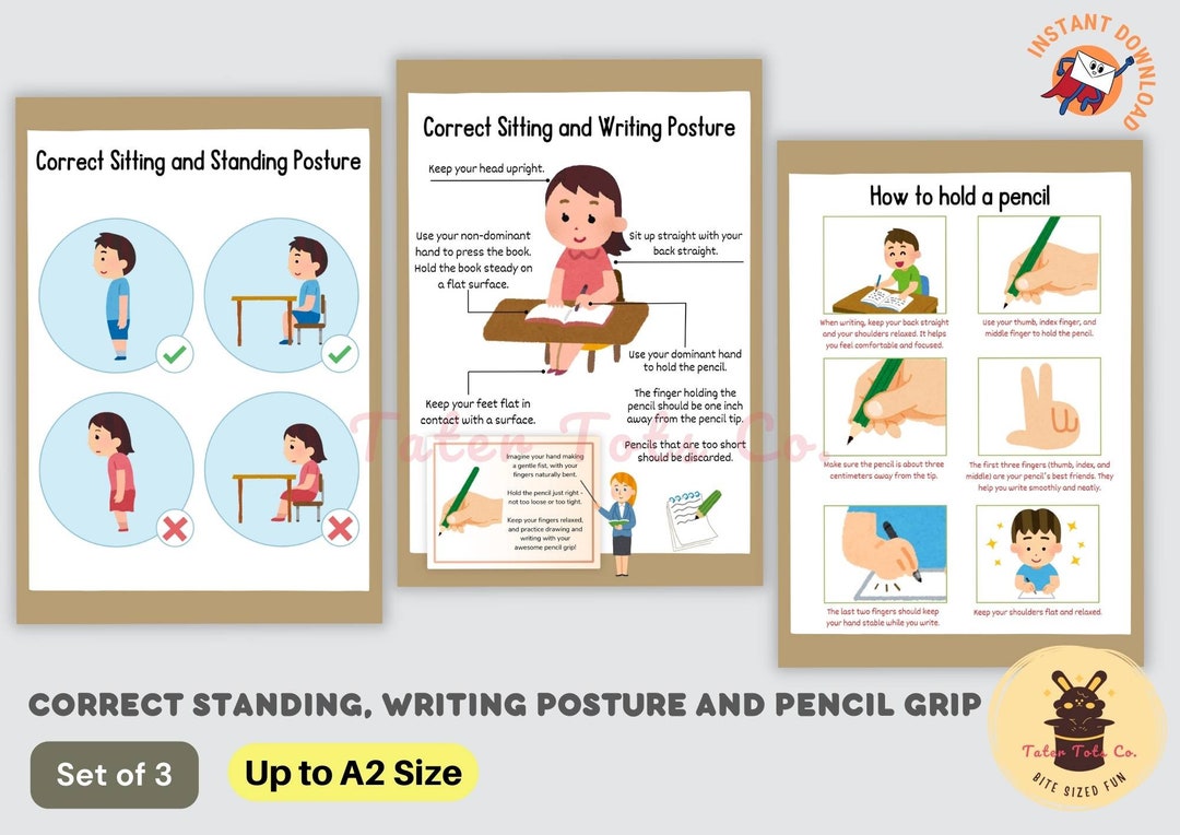 Correct Standing and Writing Posture, How to Hold a Pen and Pencil Grip ...