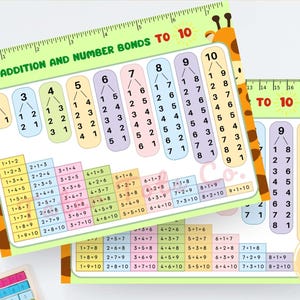 Number Bonds and Addition to 10 Flashcards With Measurement Ruler ...