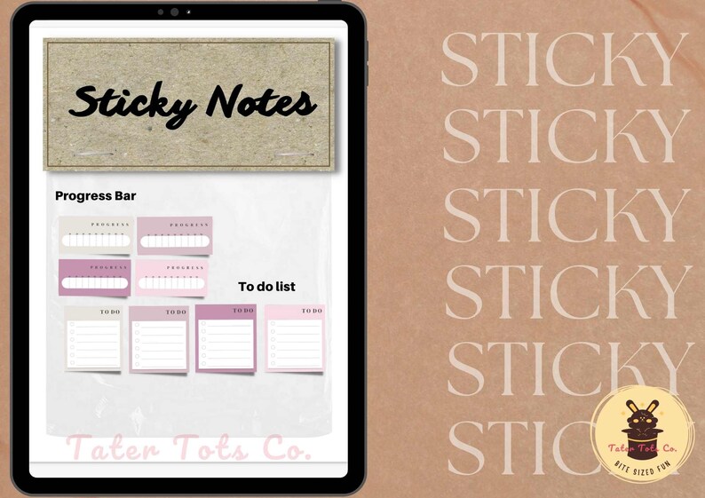 Digital Sticky Notes Blush Color Palette Paperless Memo to Do Schedule ...