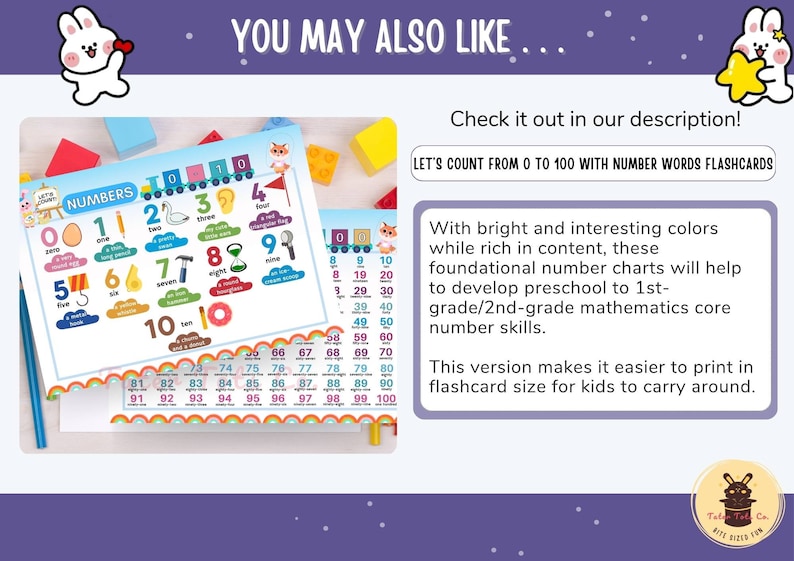 Math Number Chart Poster Count From 0 to 100 With Number Words Preschool to 1st Grade ...