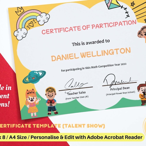 Talent Show Award Certificate Template - Etsy