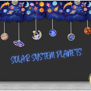 Solar System Planets Bulletin Board Pack With Night Sky Space Border ...