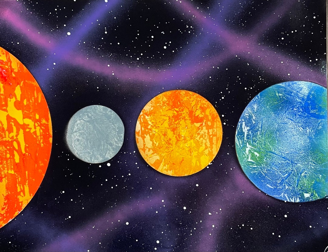 Solar System Spray Paint Artwork - Etsy