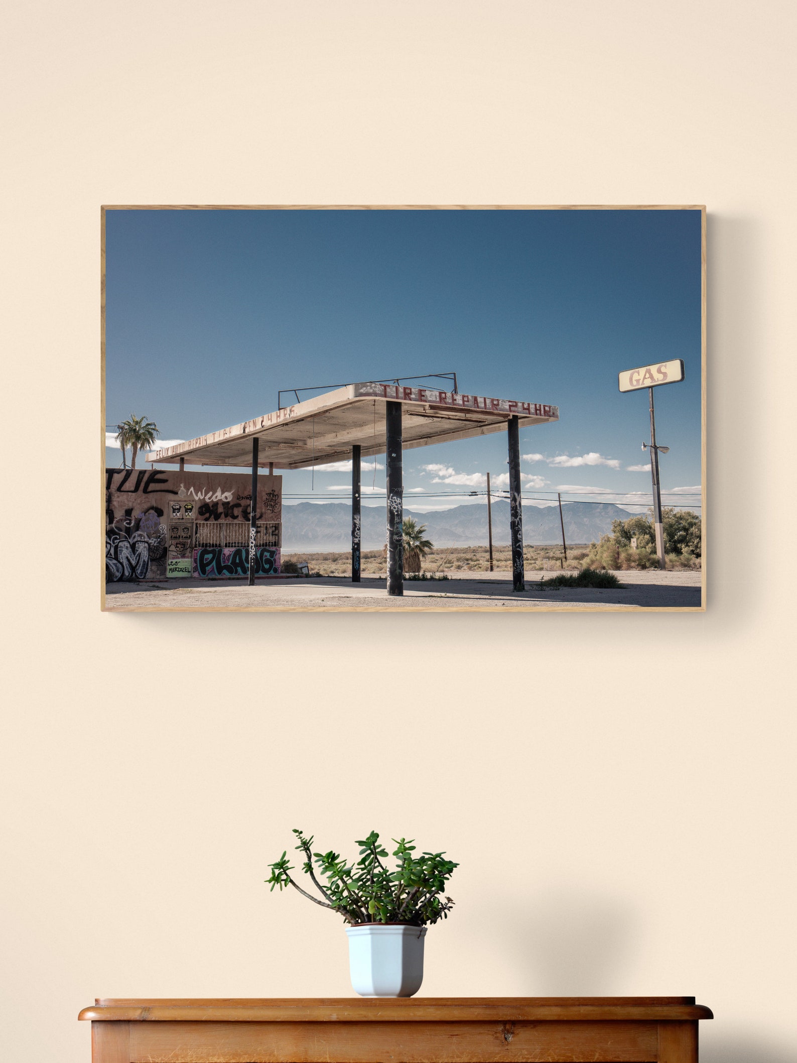 Gas Station Print Wall Decor, Vintage Desert Gas Station, California ...
