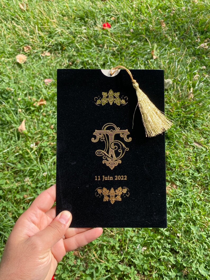 Black Velvet Envelope and Acrylic Wedding Invitation, Luxury Invitation ...