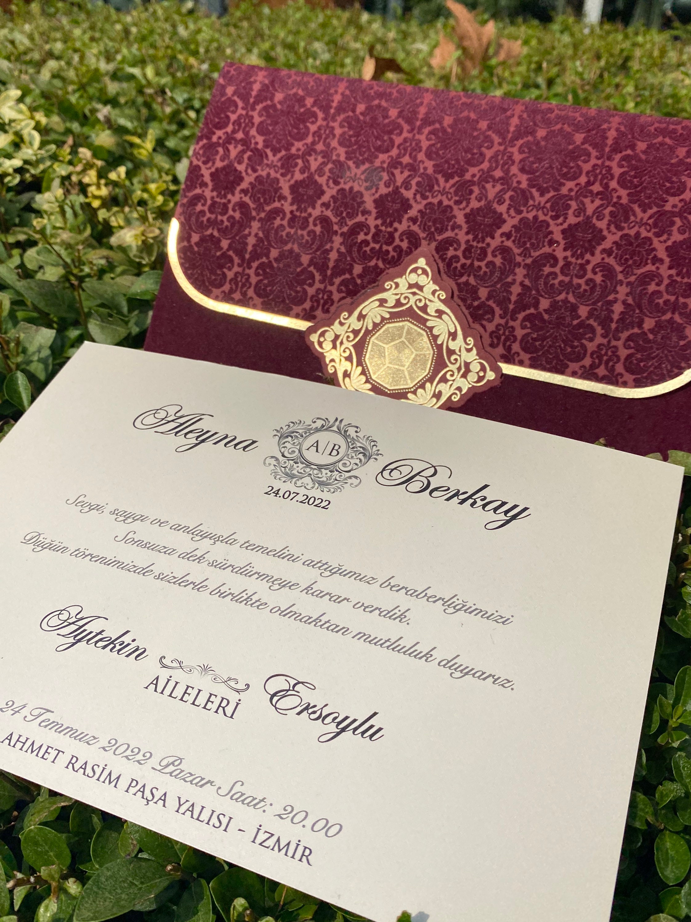Claret Red Velvet Invitation Card Embossed Patterned Luxury - Etsy