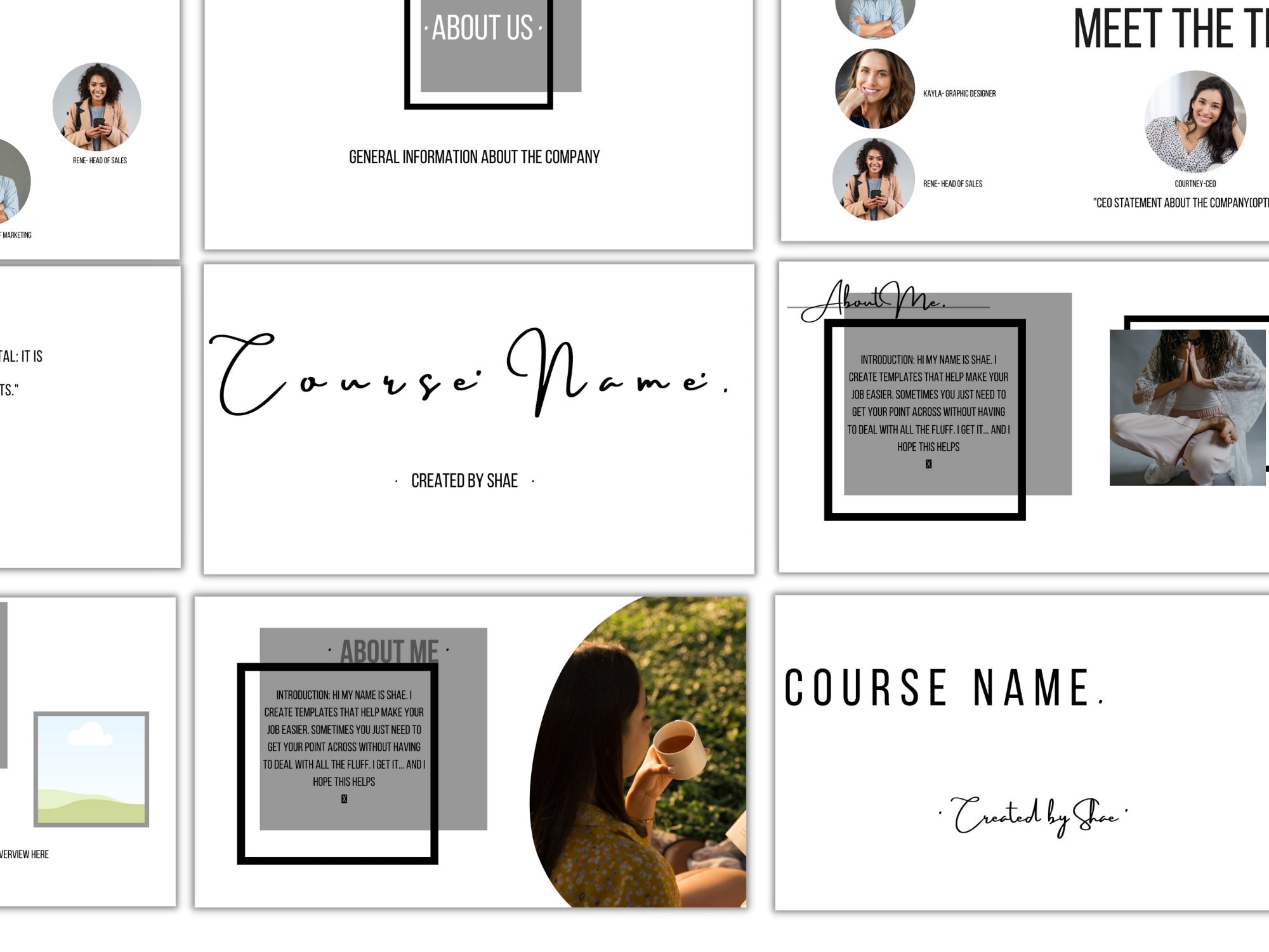 Black & White, Simple Webinar Slide Deck INSTANT DOWNLOAD Online Course ...