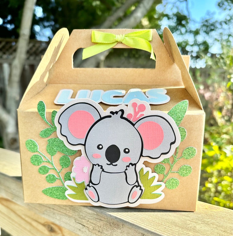 Personalized Koala Favor Box: Zoo Animal Birthday Party, Set of 6 ...