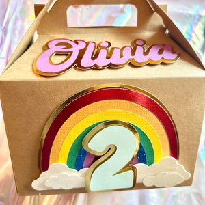 Rainbow Birthday Party Favor Boxes: Personalized Gable Box, Set of 6 - Etsy