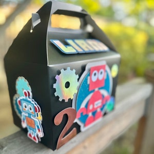 Personalized Robot Party Favor Box: Futuristic Theme, Set of 6 - Etsy
