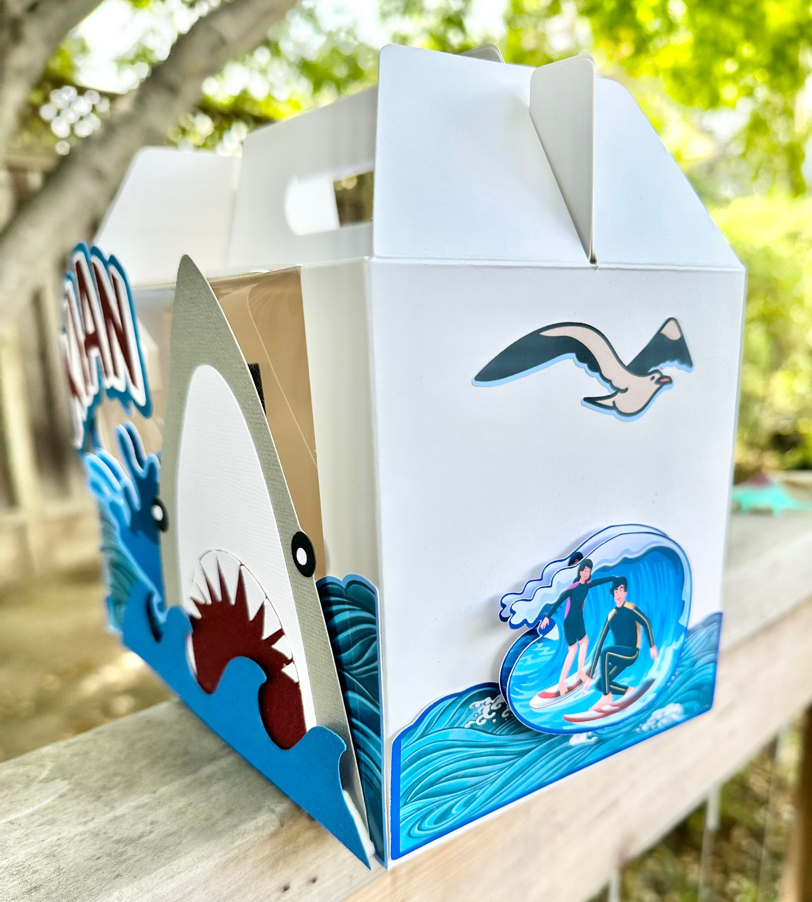 Shark Ocean Shark Week Themed Party Goodie Box Gift 6 BOXES Gable White ...