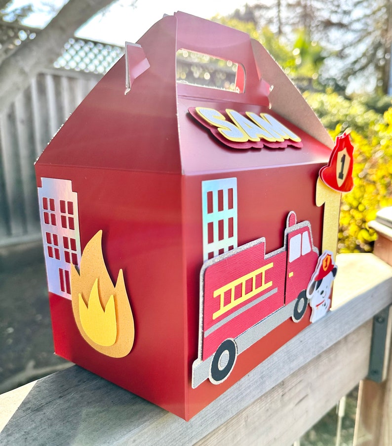 Firetruck Firefighter Red Personalized Goodie Box. Party Favor for Kids ...