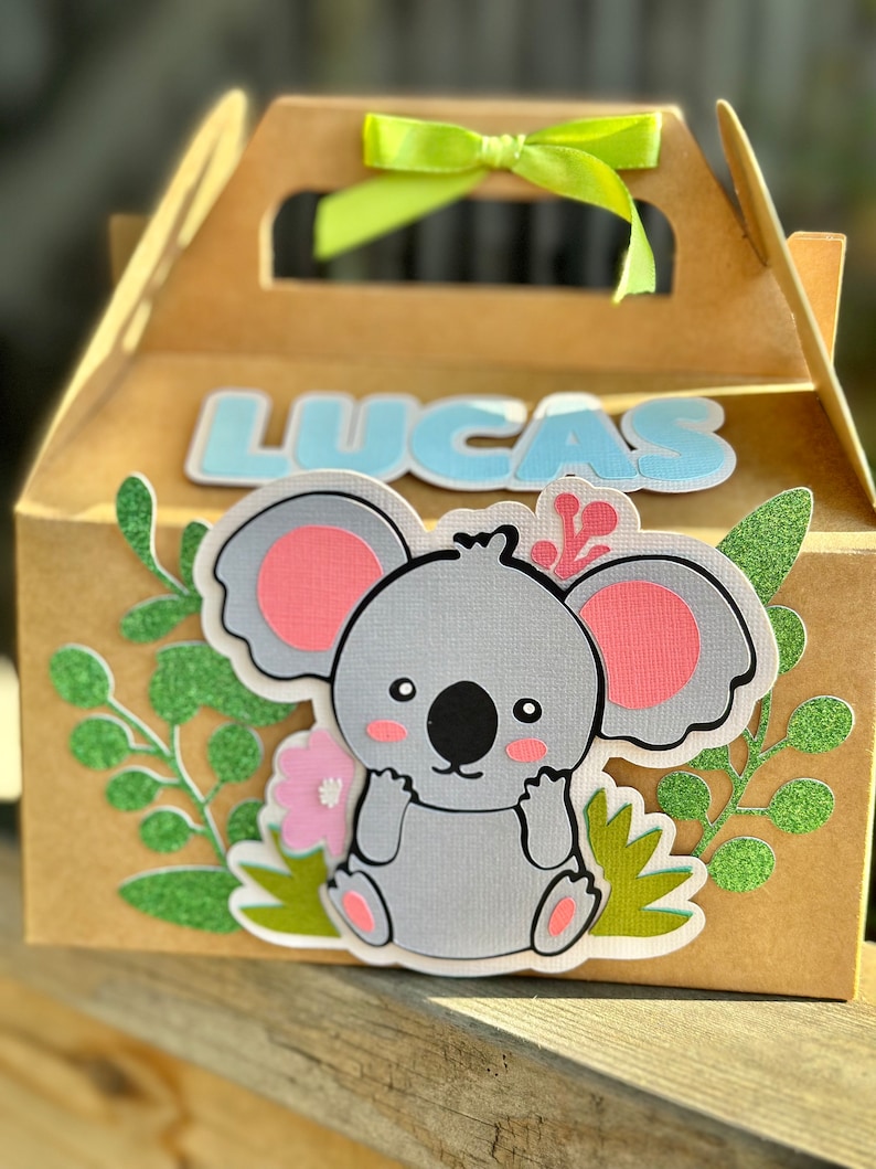 Personalized Koala Favor Box: Zoo Animal Birthday Party, Set of 6 ...