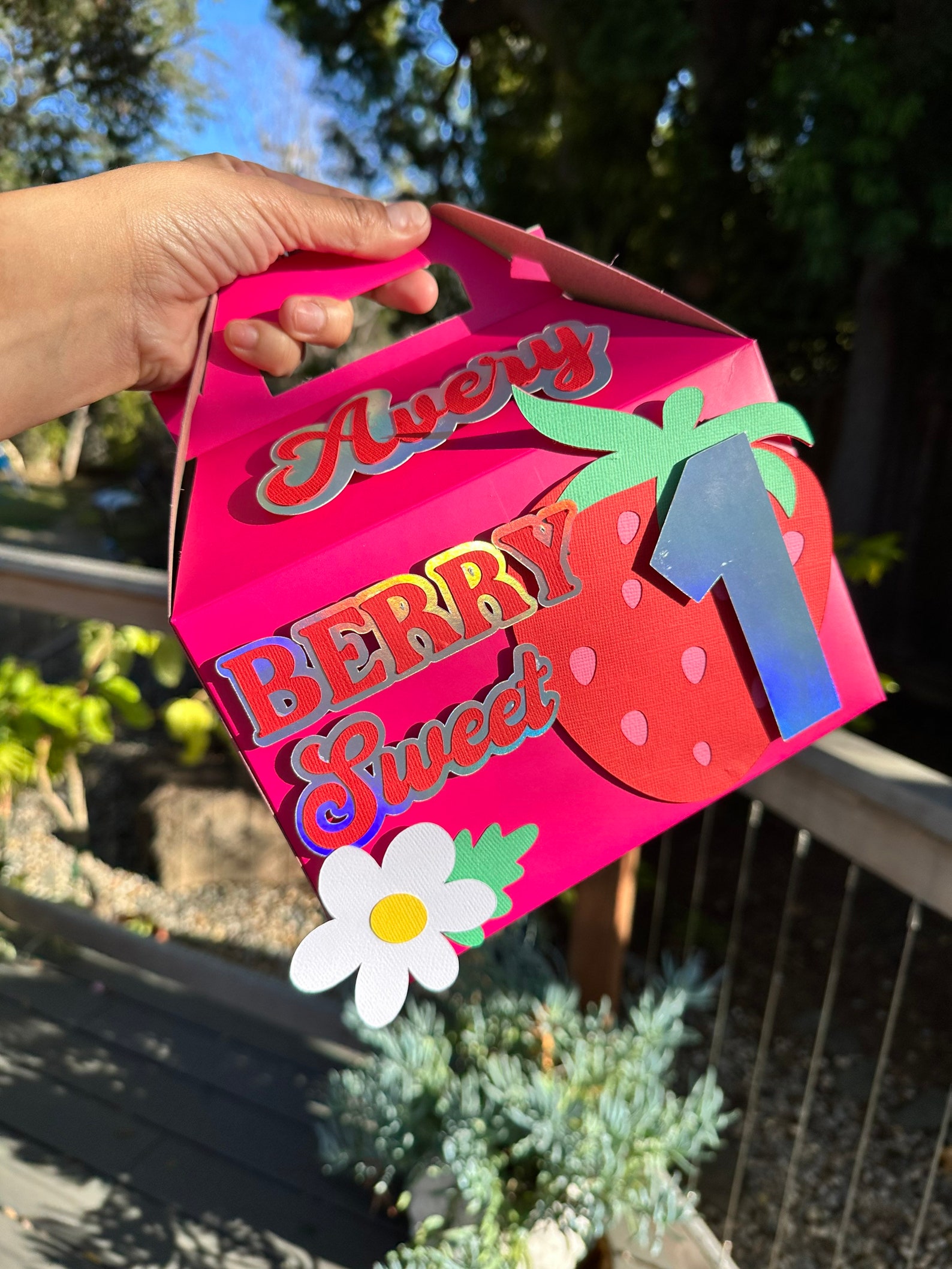 Strawberry Party Favor Box: Personalized Goodie Box, Hot Pink Gable ...
