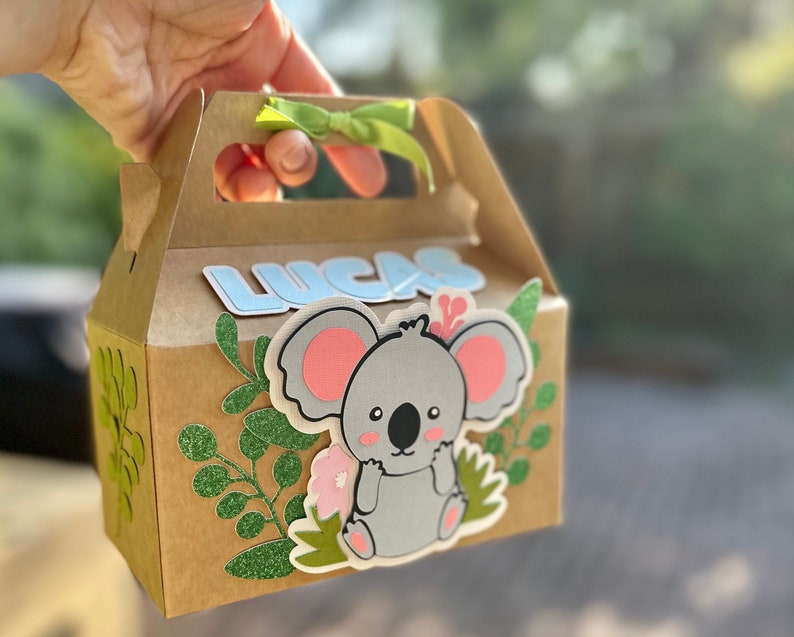 Personalized Koala Favor Box: Zoo Animal Birthday Party, Set of 6 ...