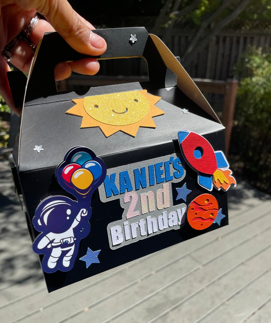 Astronaut Space Planets Sun EMPTY SMALL Party SIX Goodie Box Gift ...