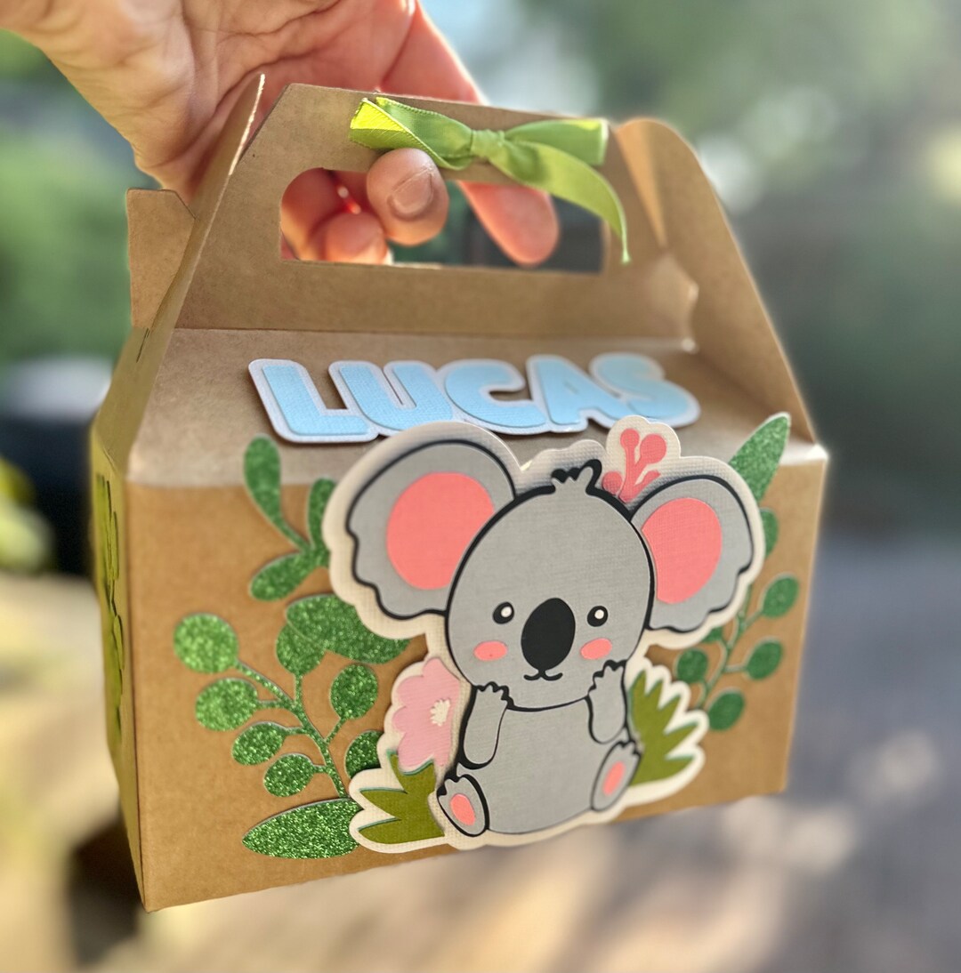 Personalized Koala Favor Box: Zoo Animal Birthday Party, Set of 6 ...