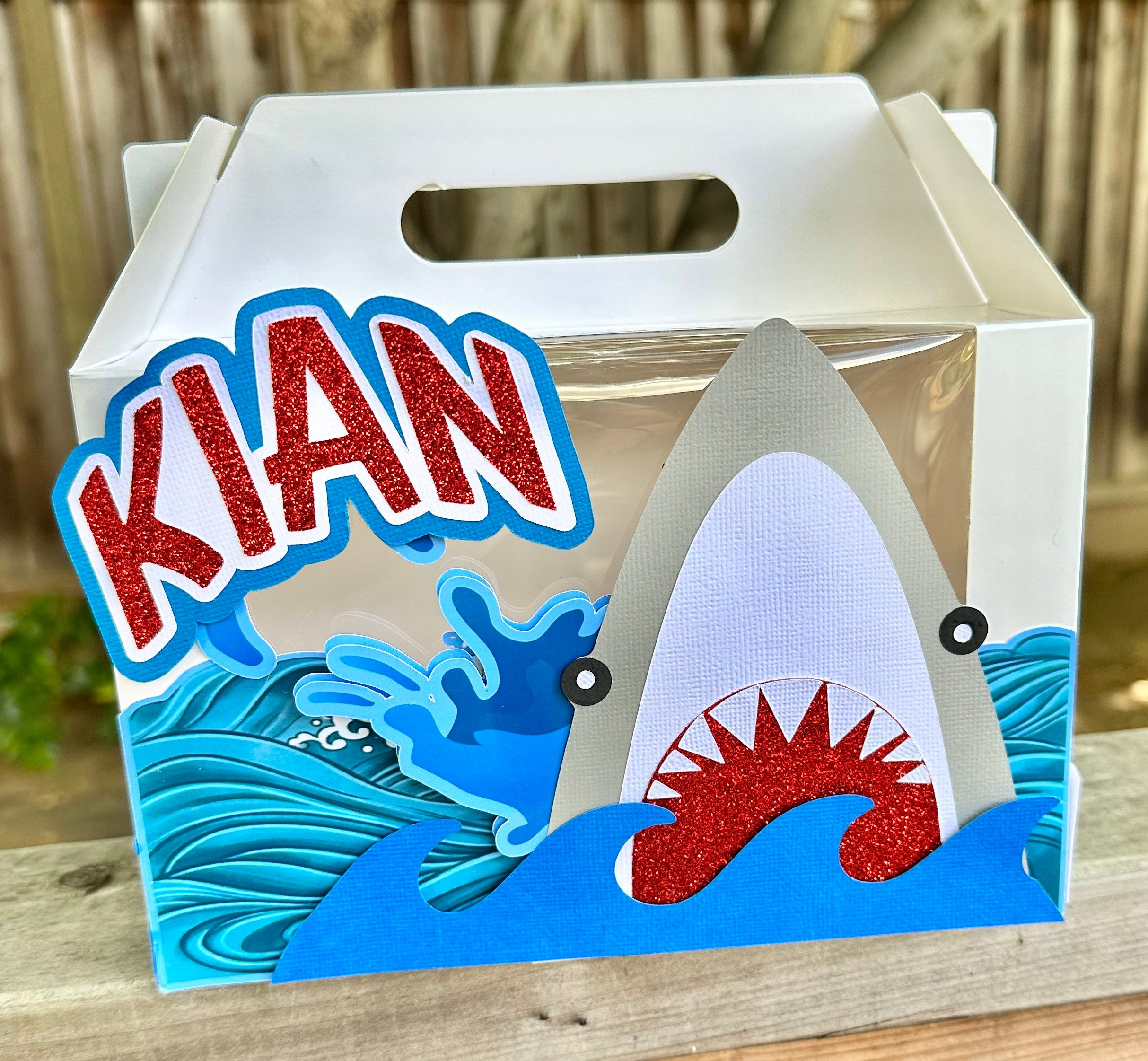 Shark Ocean Shark Week Themed Party Goodie Box Gift 6 BOXES Gable White ...