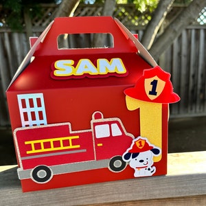 Firetruck Firefighter Red Personalized Goodie Box. Party Favor for Kids ...