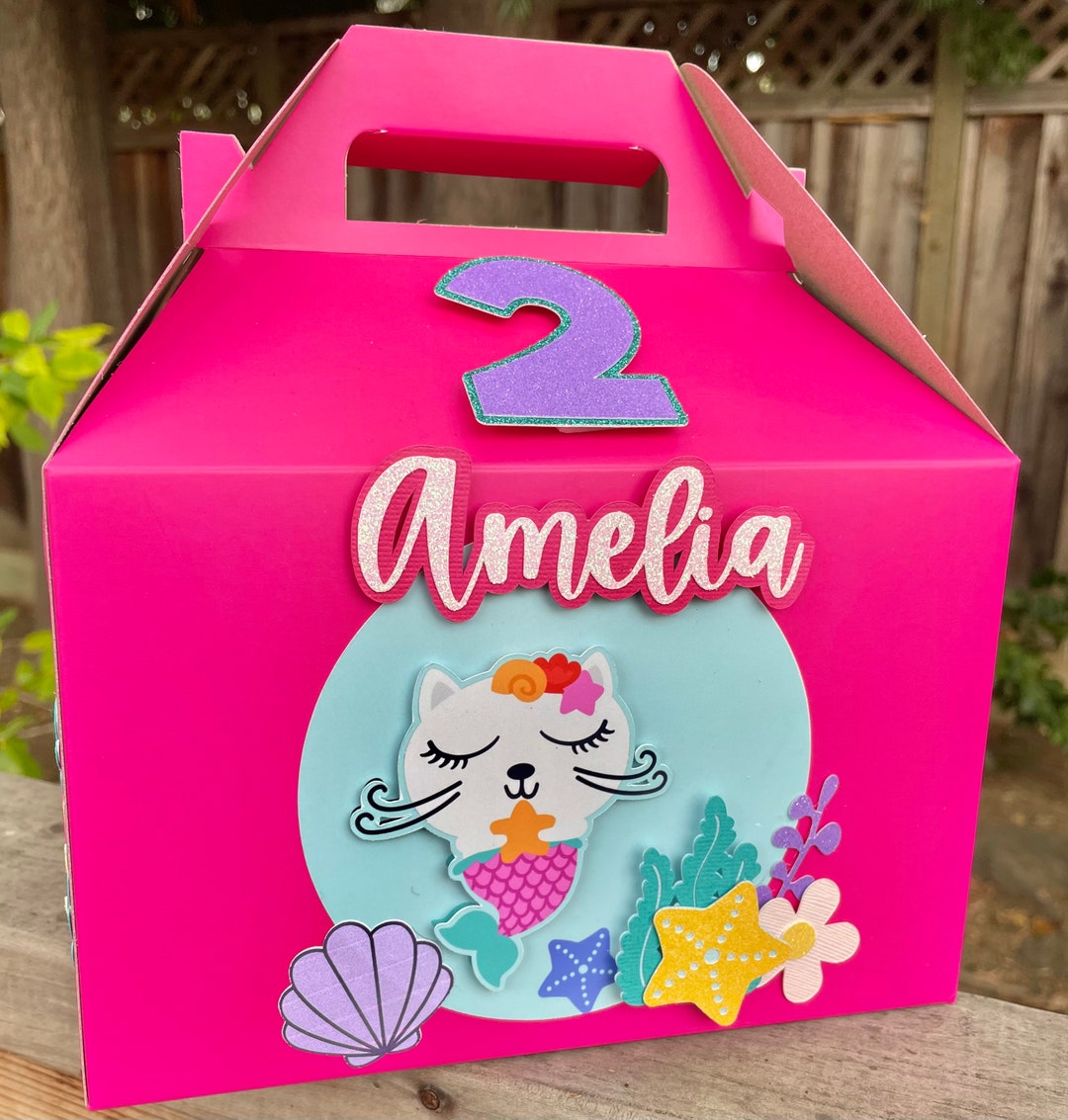 Mermaid Pink Cat Goodie Box Under the Sea. 6 Boxes Personalized With ...