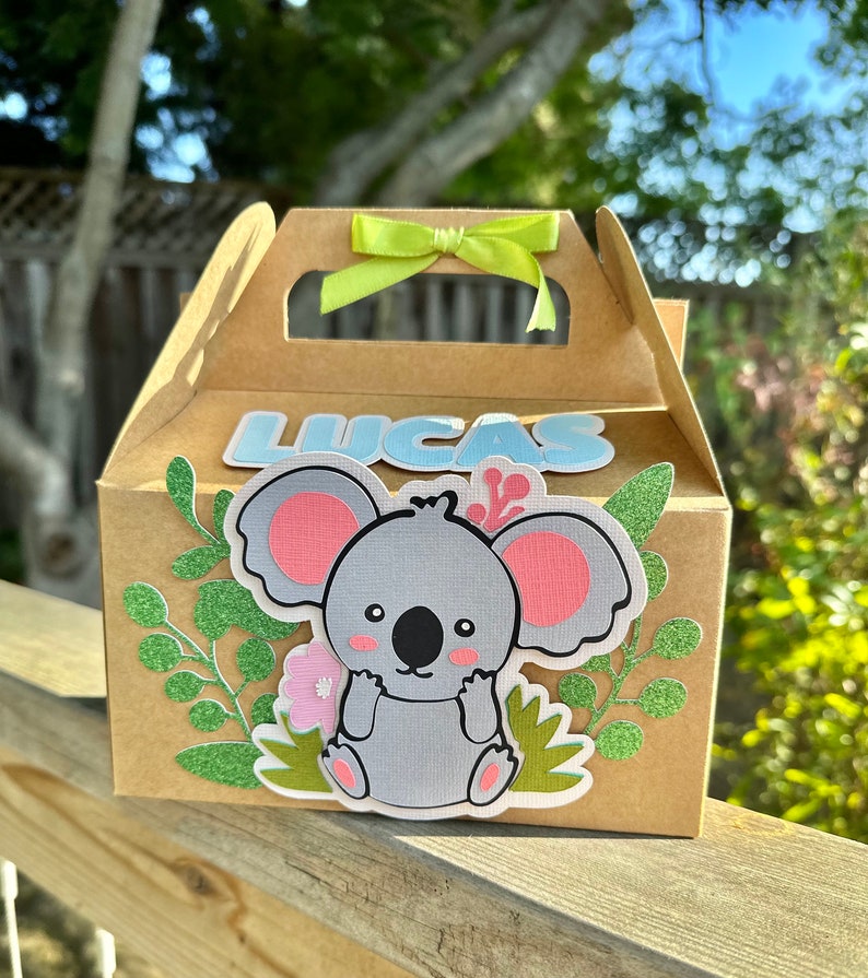 Personalized Koala Favor Box: Zoo Animal Birthday Party, Set of 6 ...