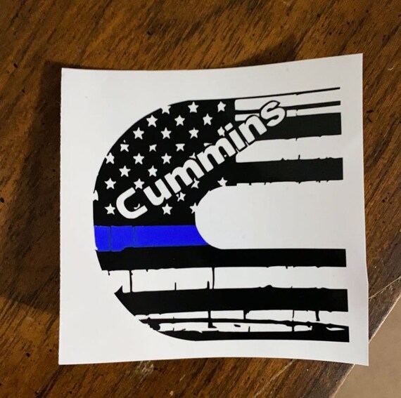 Blue Line American Flag Cummins Car Decal - Etsy