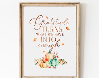 Fall Art Gratitude Turns What We Have Into Enough. Digital - Etsy