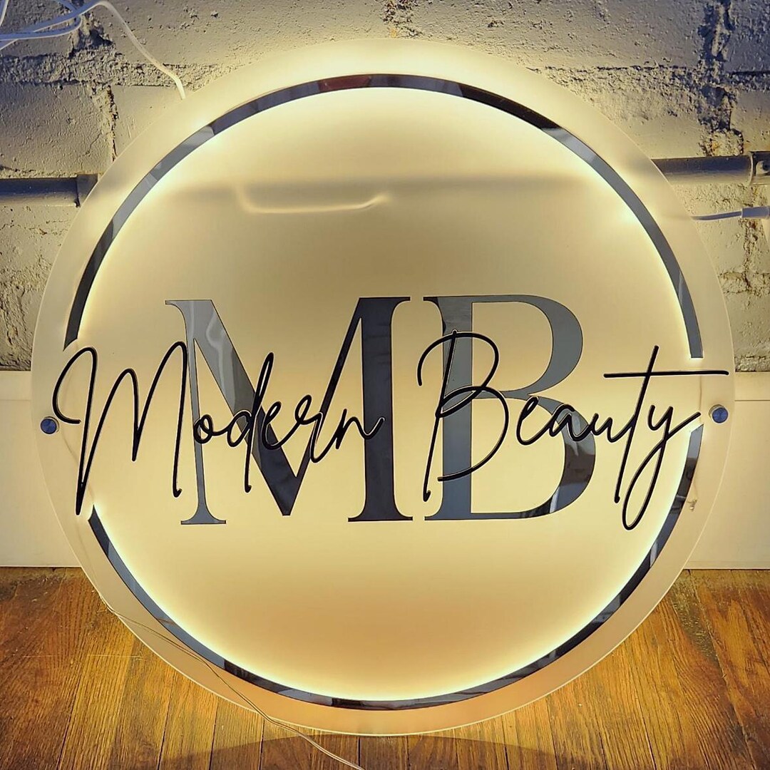 Custom Round LED Acrylic Sign – Light up Business Logo Plaque ...