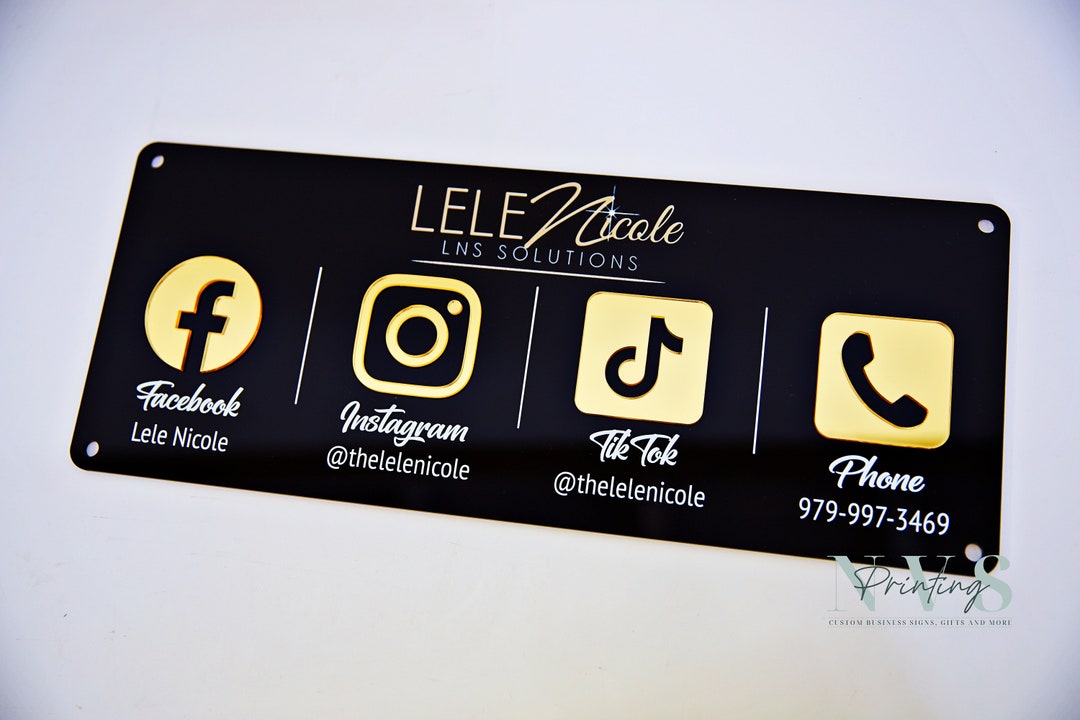 Social Media Business Sign With Stand: Business Marketing - Etsy