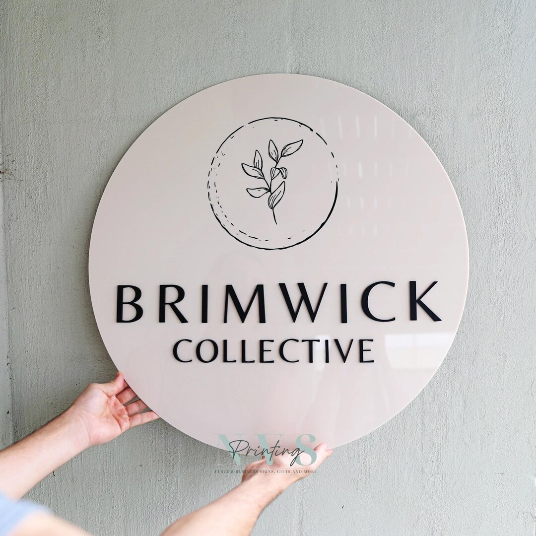 Custom Round Acrylic Business Logo Sign: 3D Office Decor - Etsy