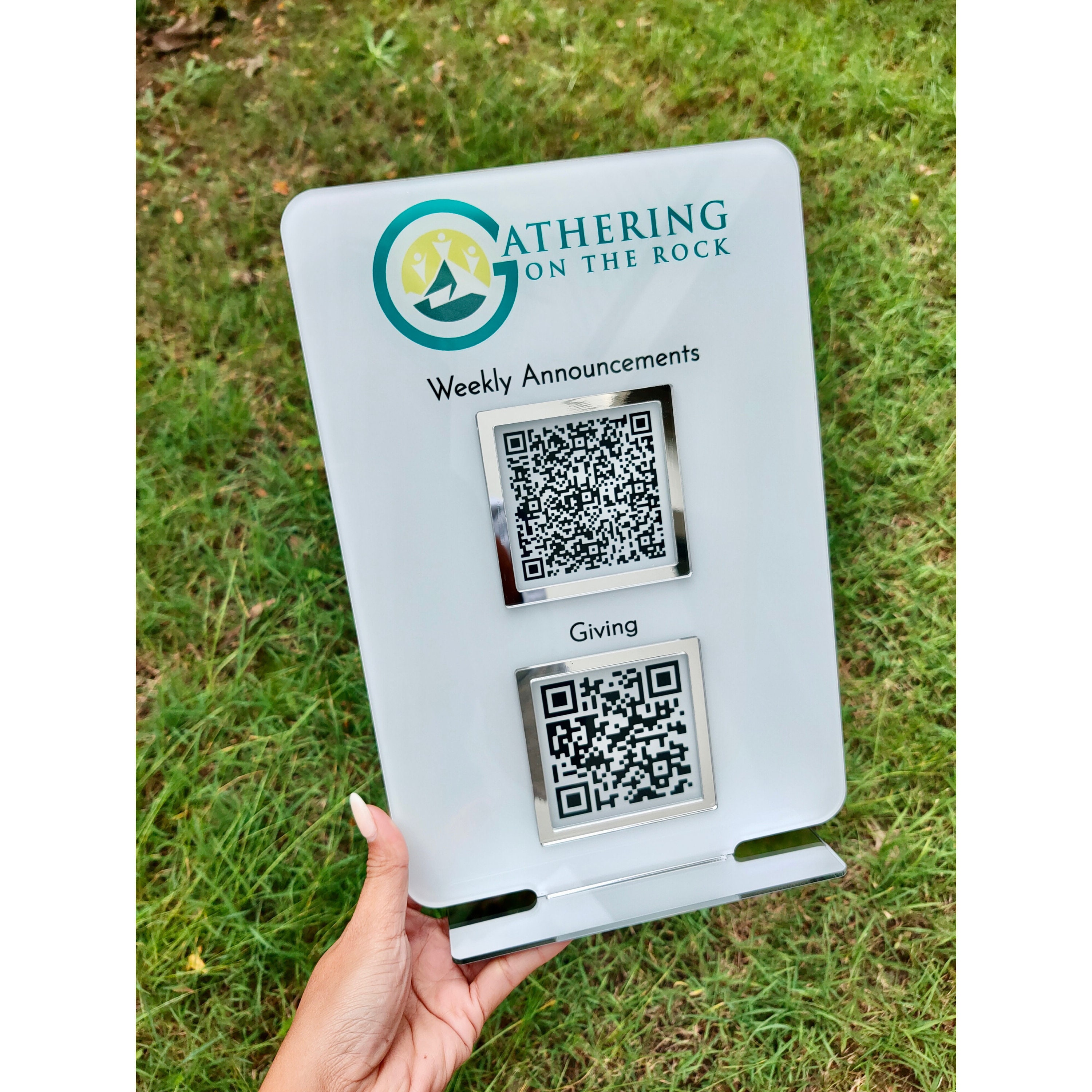 2 QR codes Vertical Sign with LOGO Custom Sign QR Code | Etsy