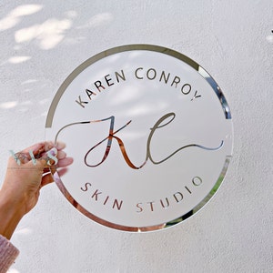 Round Business Sign, Logo Sign, Custom Business Signage, Acrylic Mirror ...
