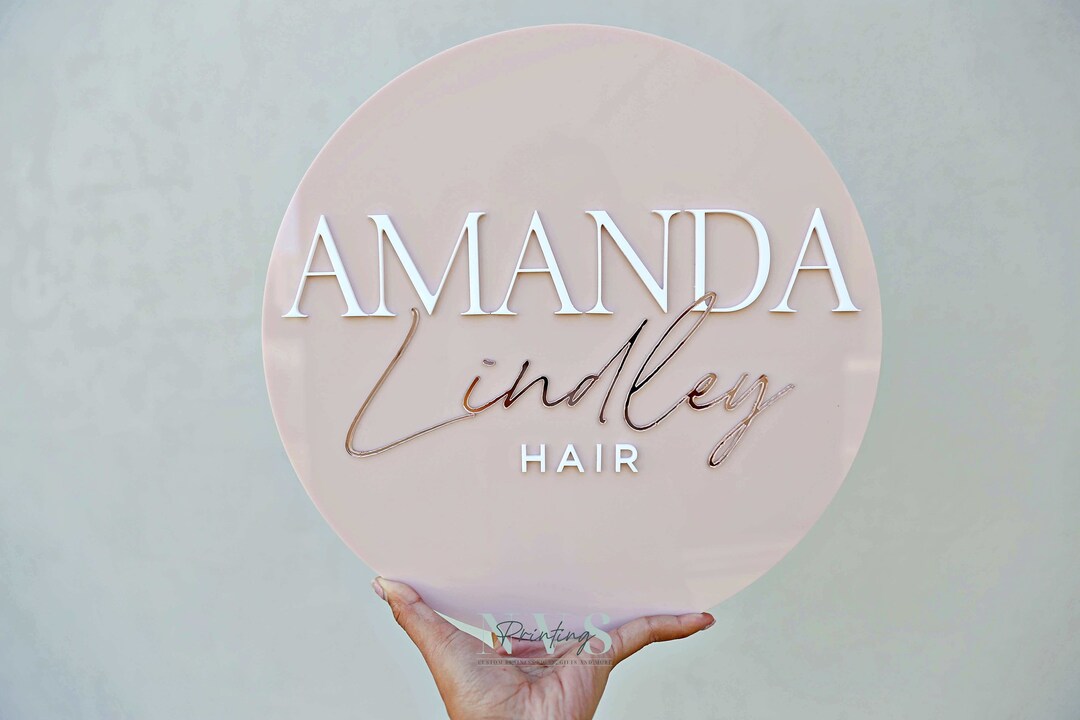 Round Business Logo Sign, 3D Door Wall Sign, Custom Logo Acrylic ...