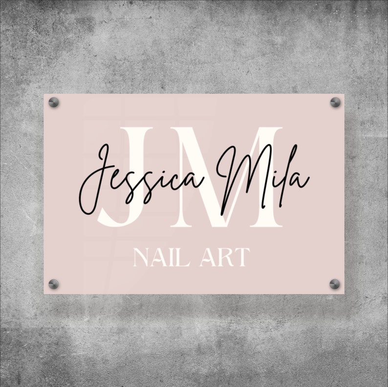 Rectangular Sign, Acrylic Logo Sign, Blush Pink Acrylic Sign, Custom ...