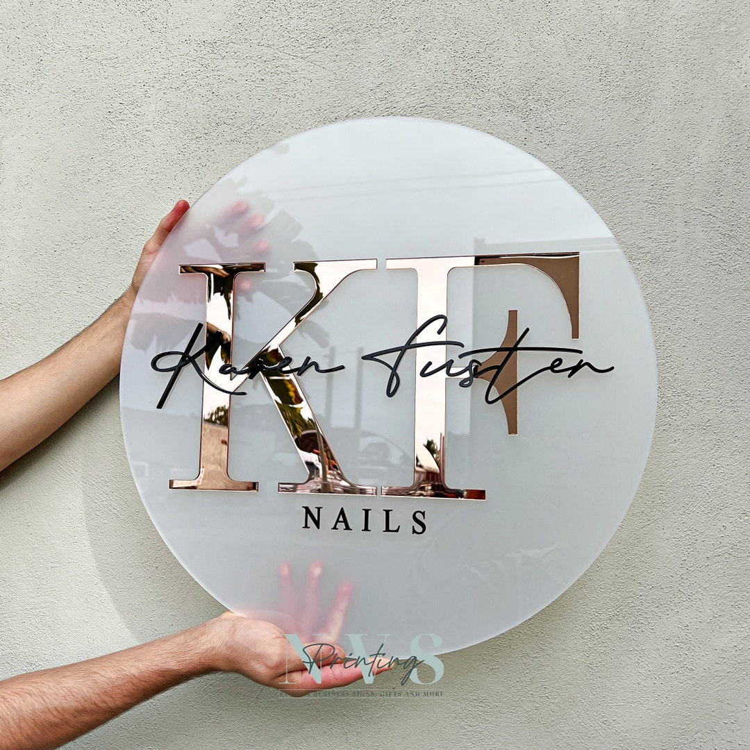 Round Business Logo Sign, 3D Door Wall Sign, Custom Logo Acrylic ...
