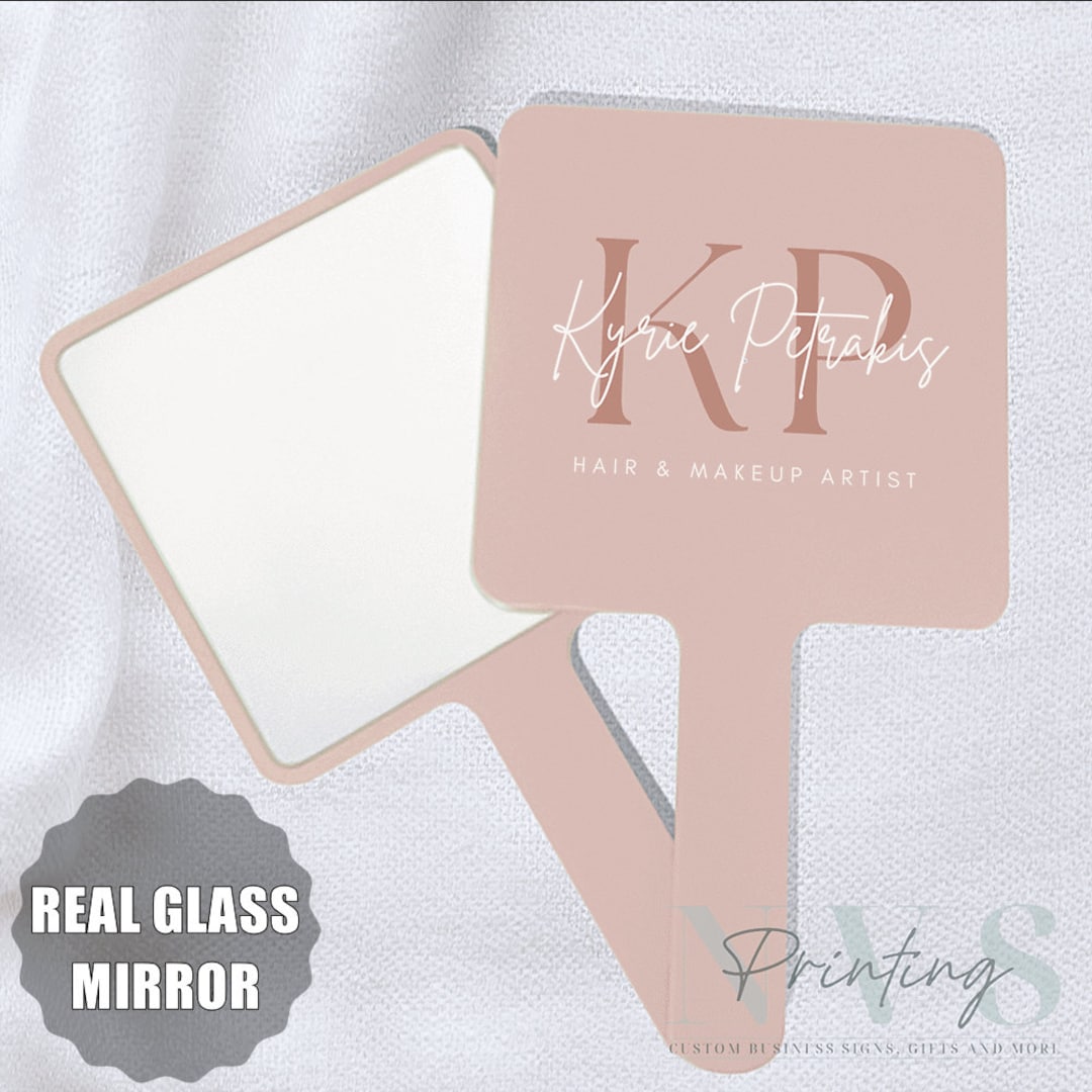 Personalised Hand Held Mirror for Make up Artist Lashes or Brows Logo ...