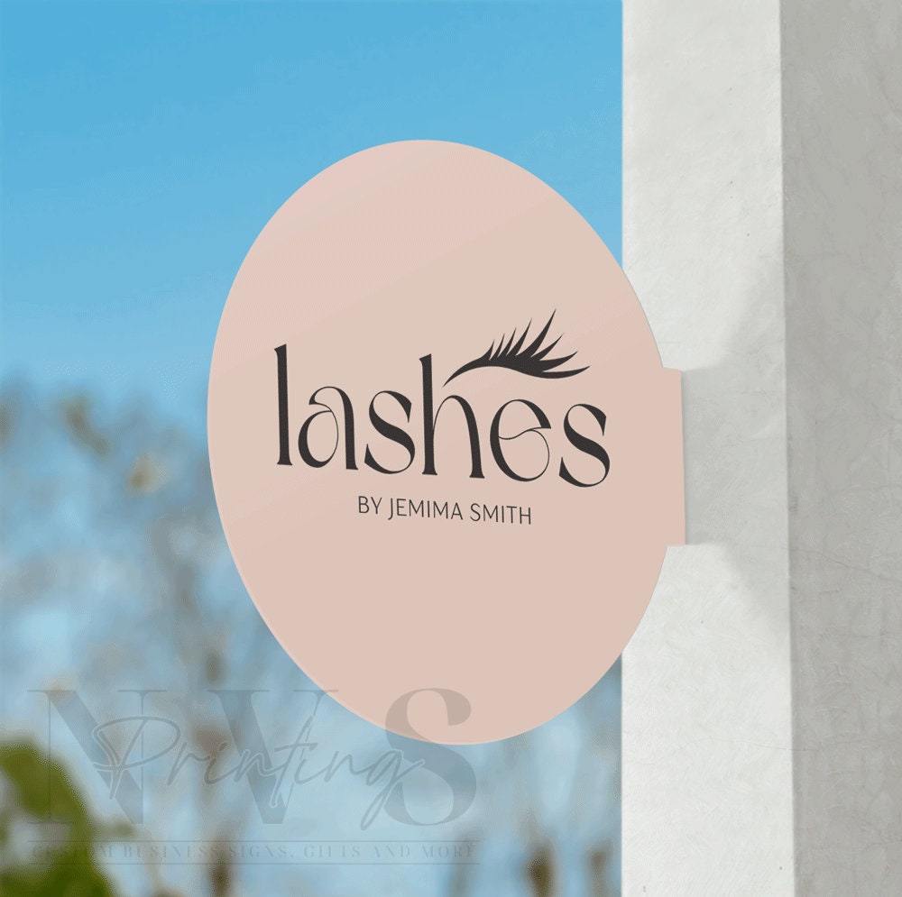 Custom Round Acrylic Blade Sign: Double Sided Business Logo, Blush Pink ...