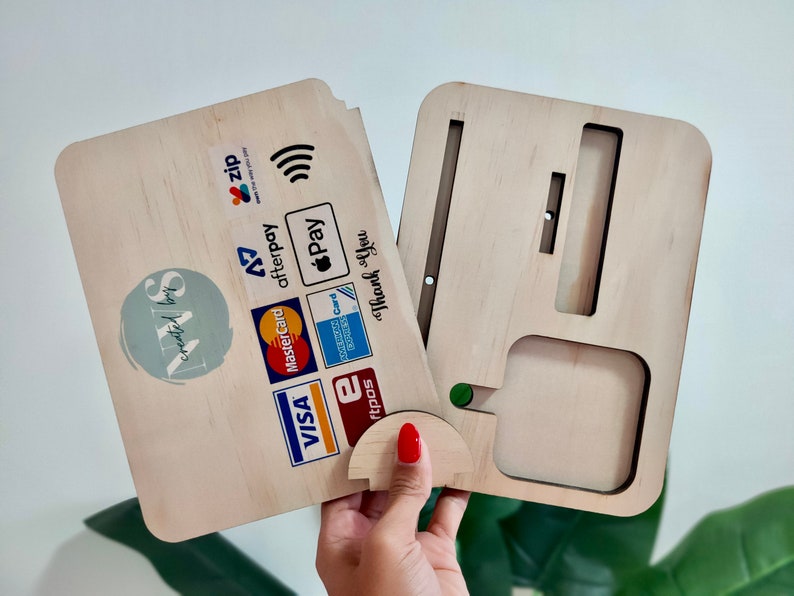 Square Reader Business Cards Holder Payment Wood Sign Wood - Etsy