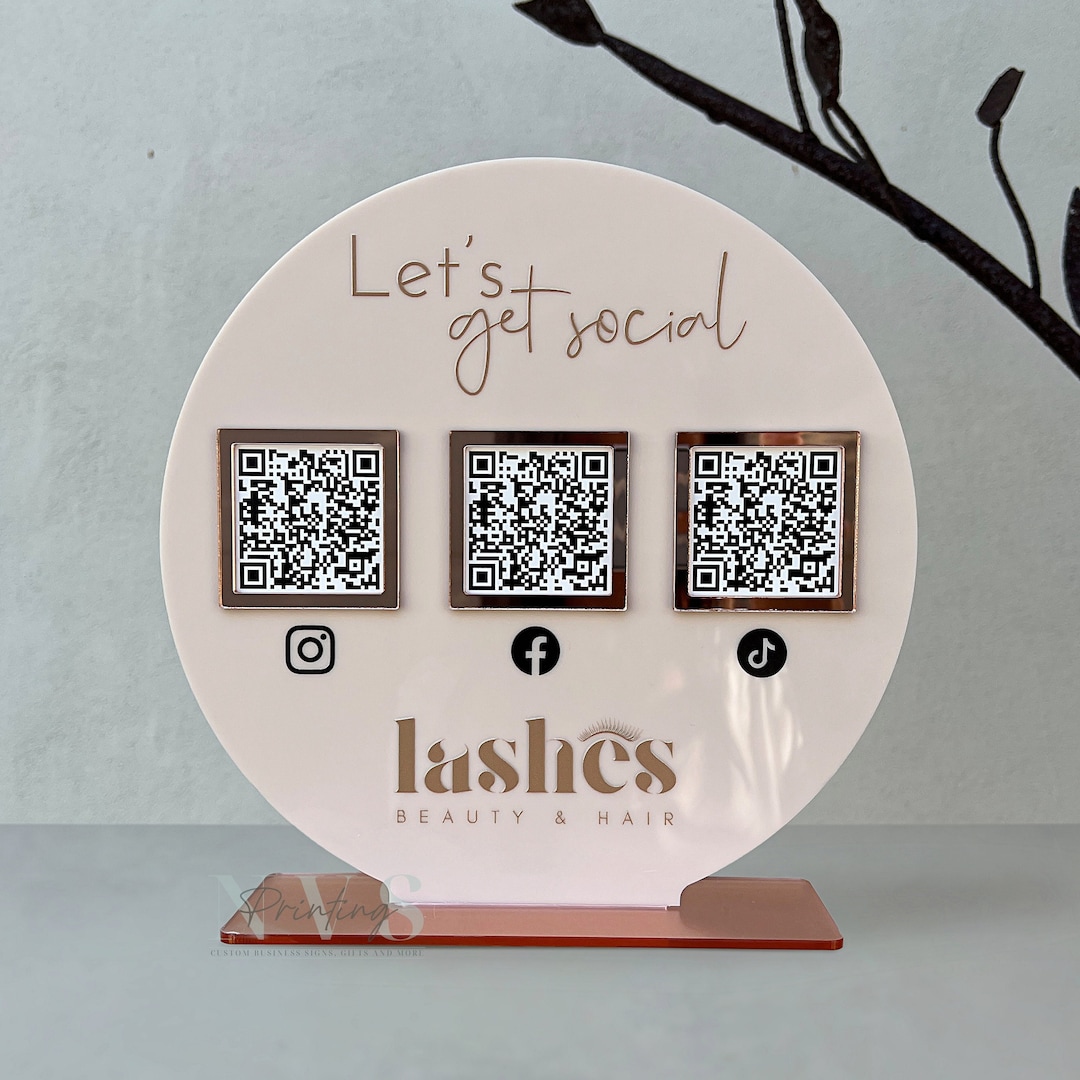 Multi QR Codes Round Business Social Media Sign | Payment Sign ...
