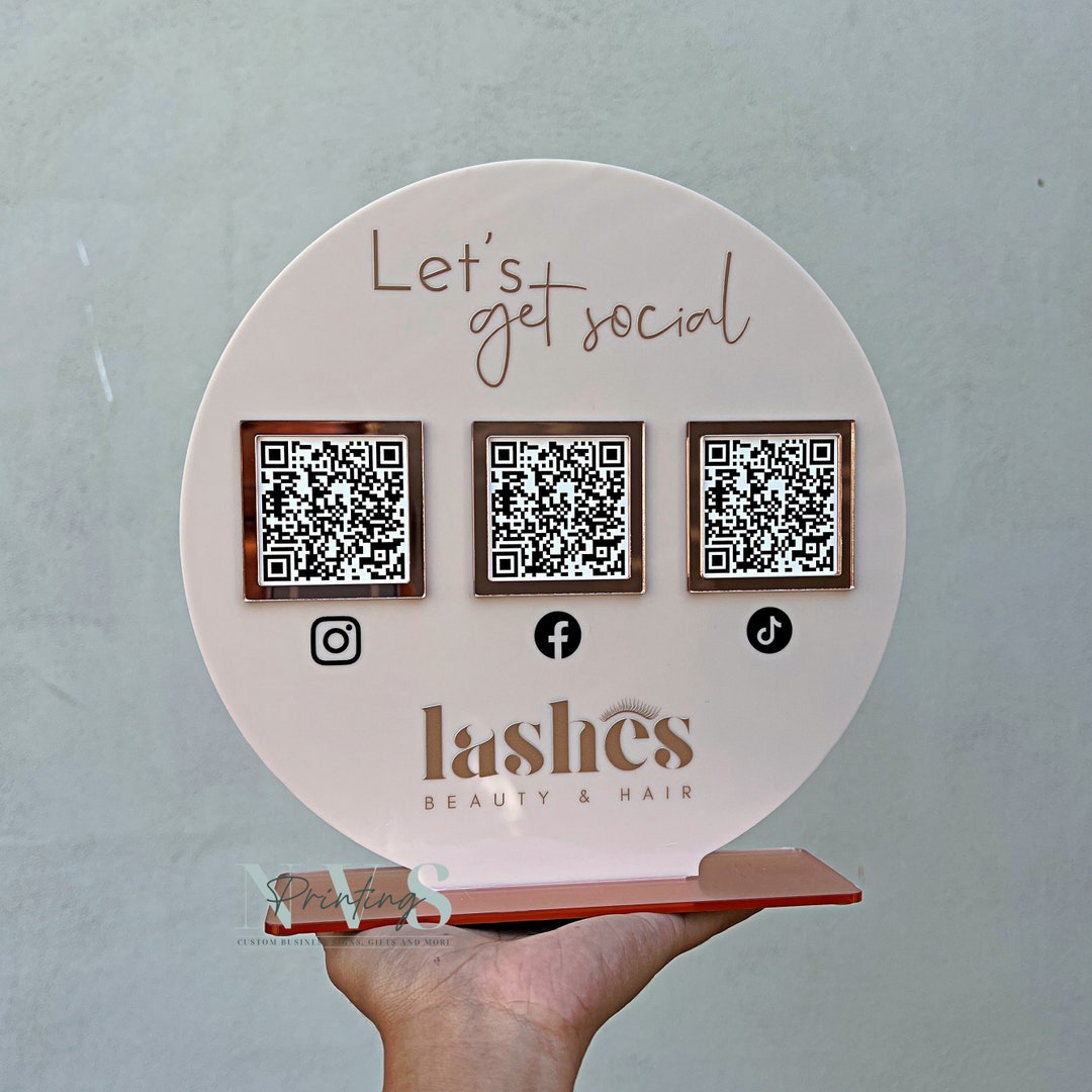 Multi QR Codes Round Business Social Media Sign | Payment Sign ...