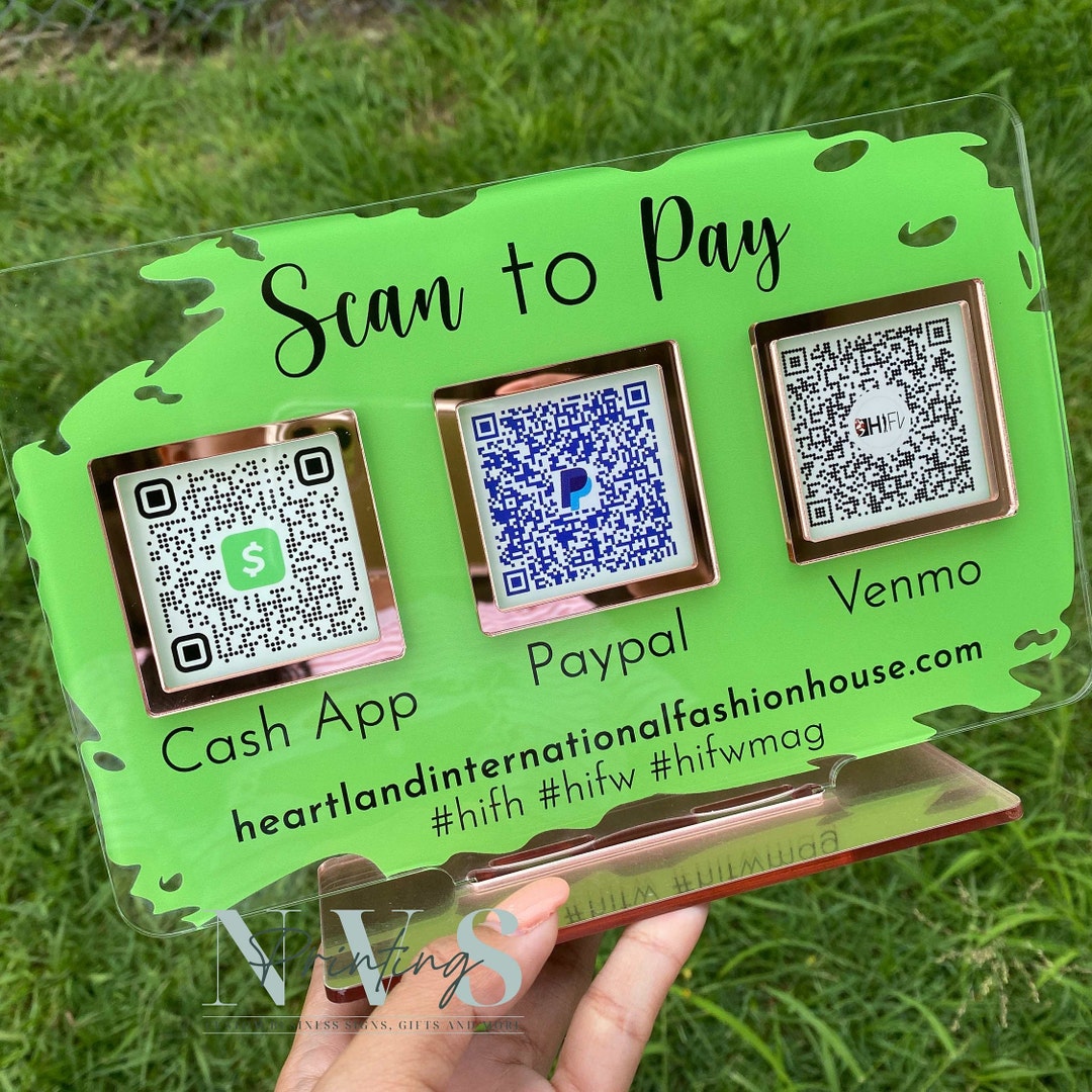 Multi QR Code Acrylic Payment Sign: Cashapp, Paypal, Venmo - Etsy