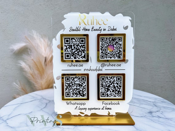 Multi QR Codes Scan Instagram Facebook Business Acrylic Sign | Etsy