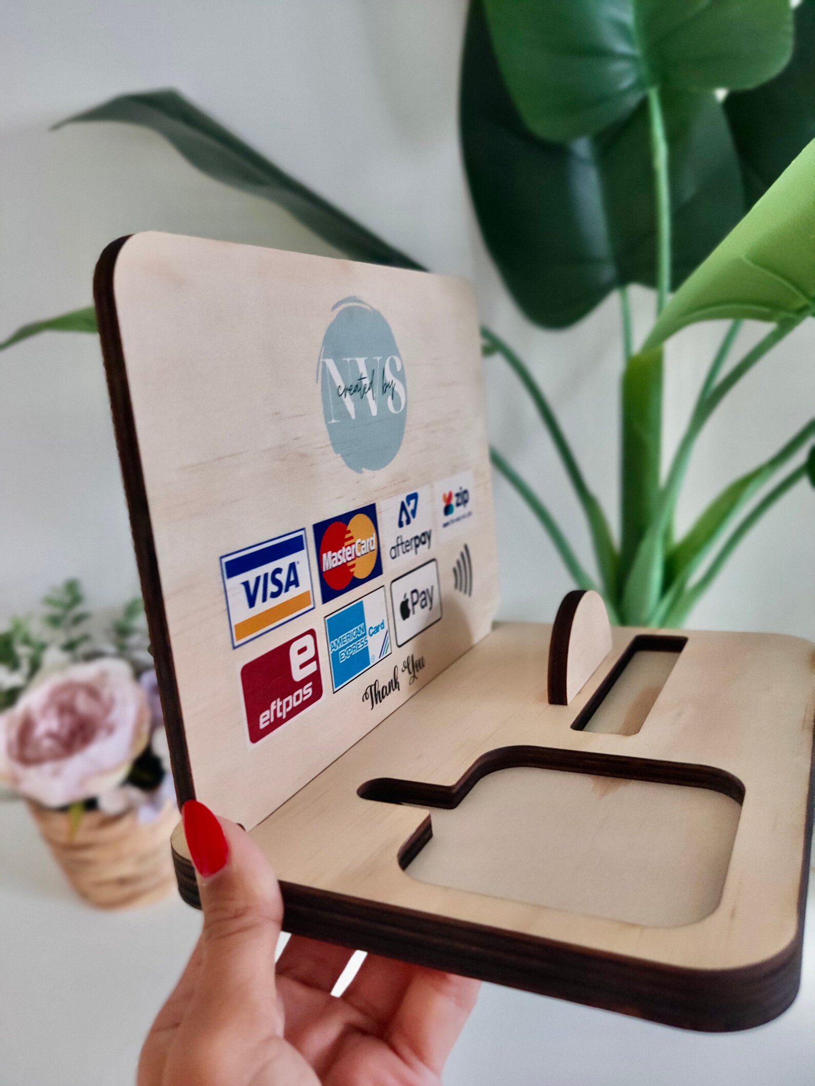 Square Reader Business Cards Holder Payment Wood Sign Wood - Etsy