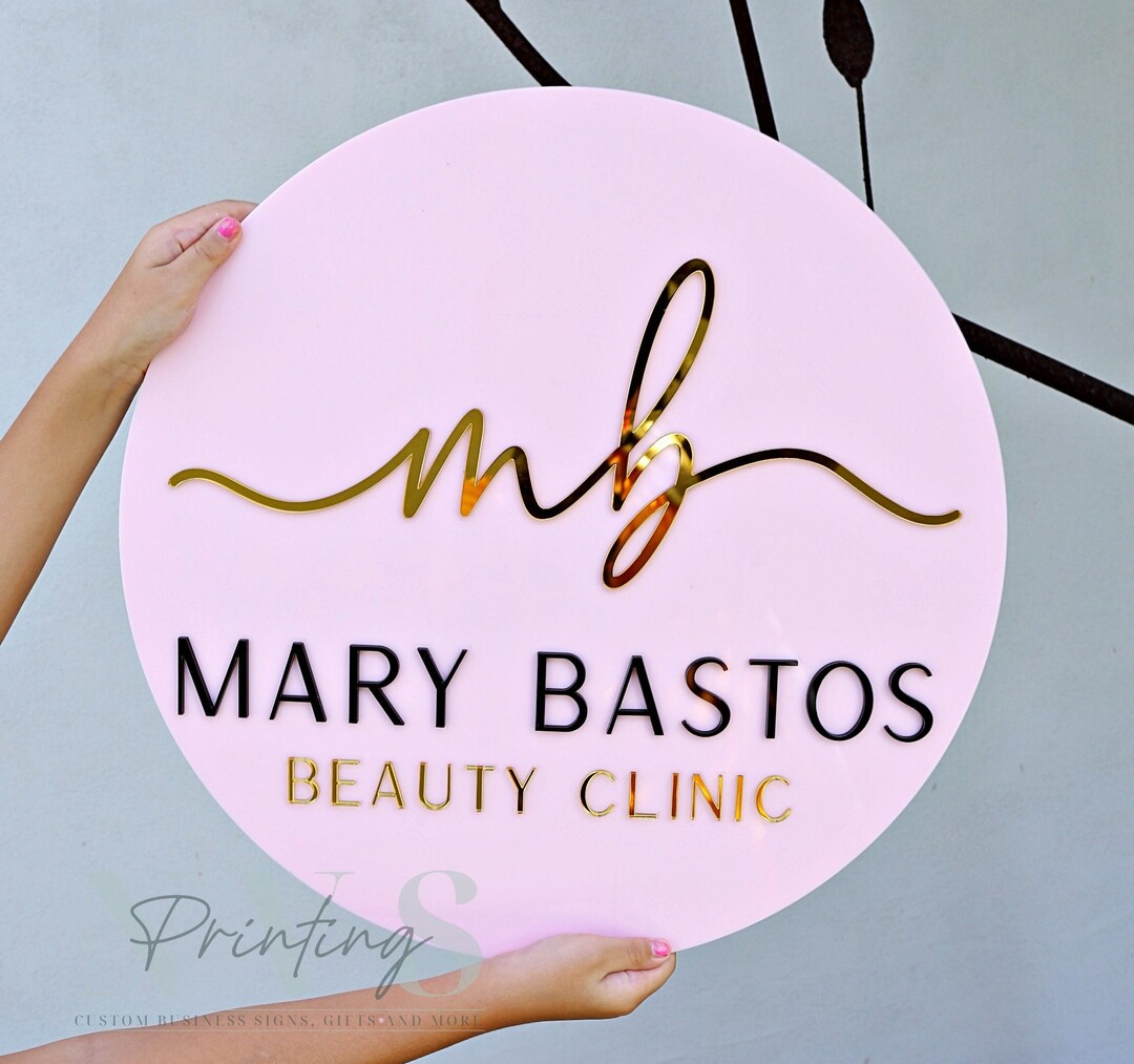 Round Business Logo Sign, 3D Door Wall Signage, Custom Logo Acrylic ...
