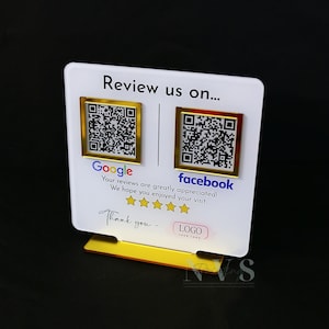 Double QR Google Review Sign for Businesses, Google Review Sign Review ...