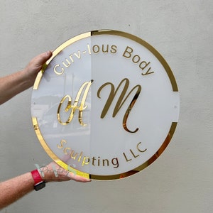 Round Business Sign, Logo Sign, Custom Business Signage, Acrylic Mirror ...