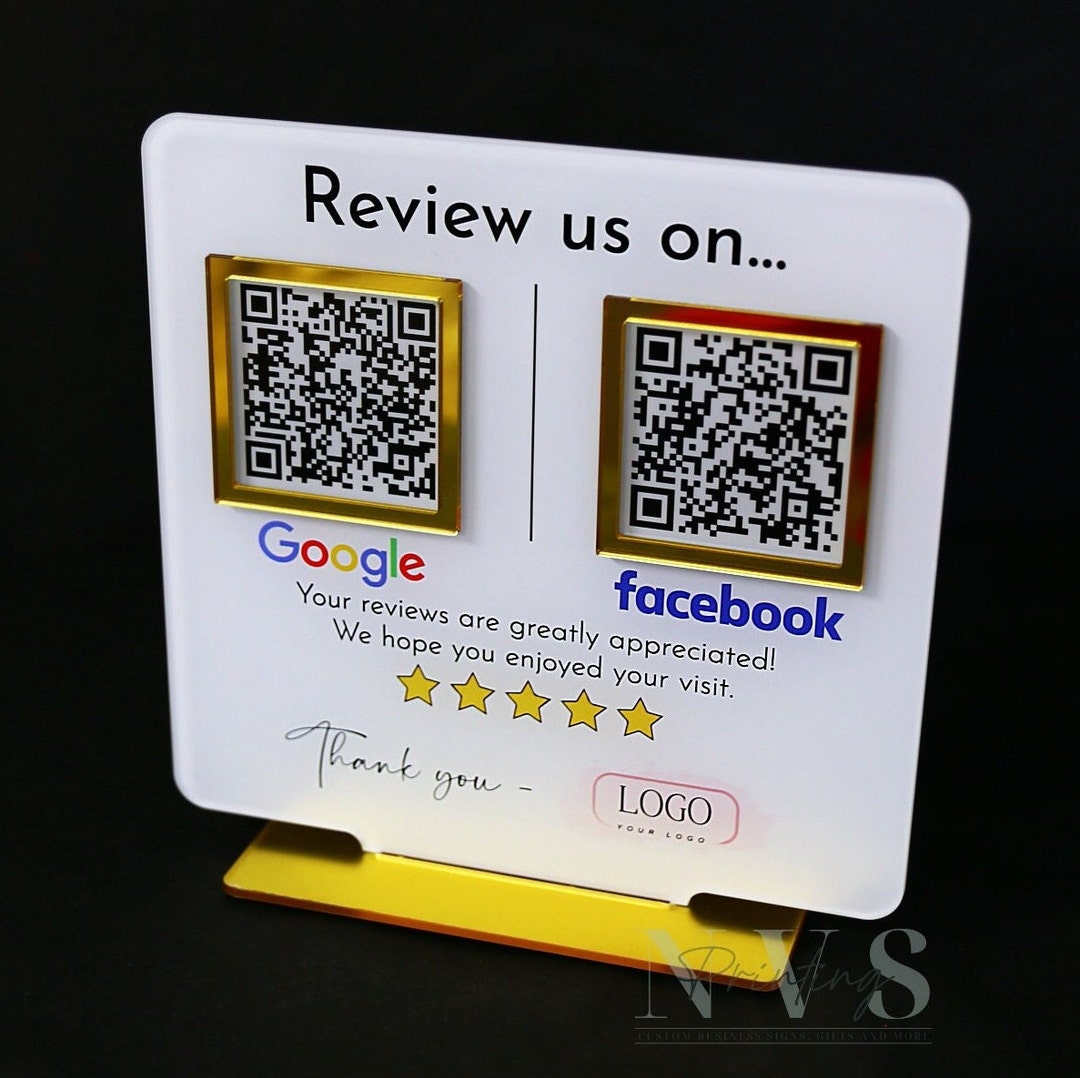Double QR Google Review Sign for Businesses, Google Review Sign Review ...