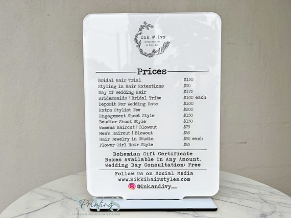 Signage prices store
