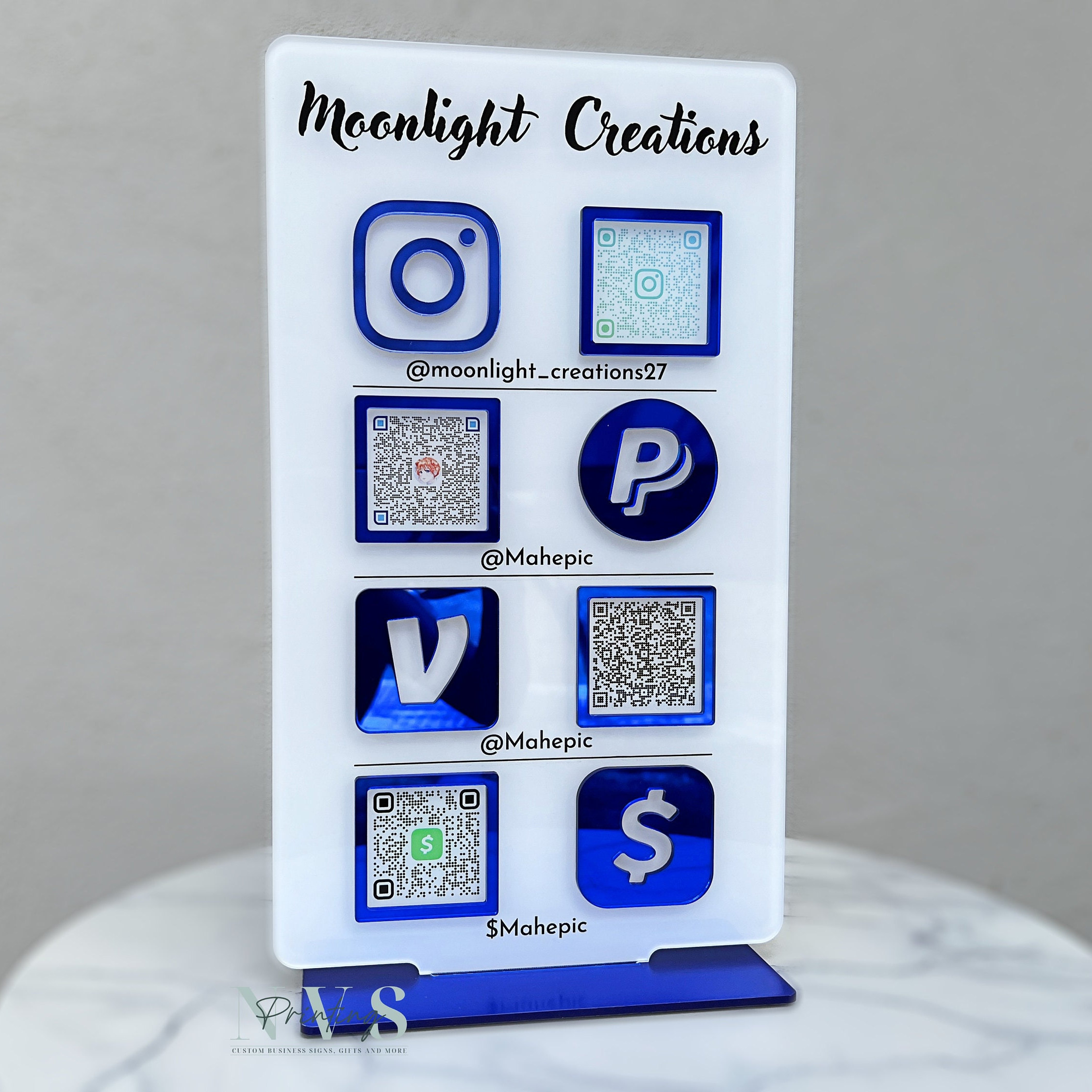 Custom QR Code Business Sign: Social Media Marketing, Payment Options ...